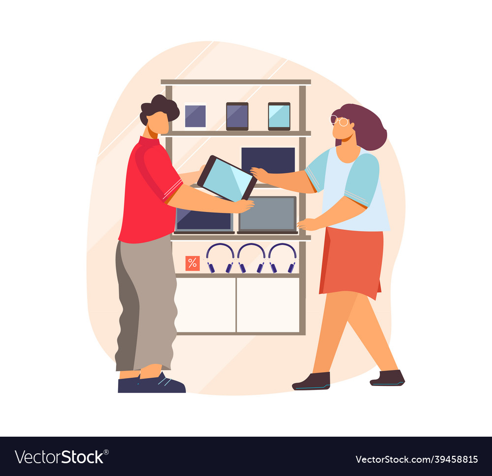 Electronics store flat composition Royalty Free Vector Image