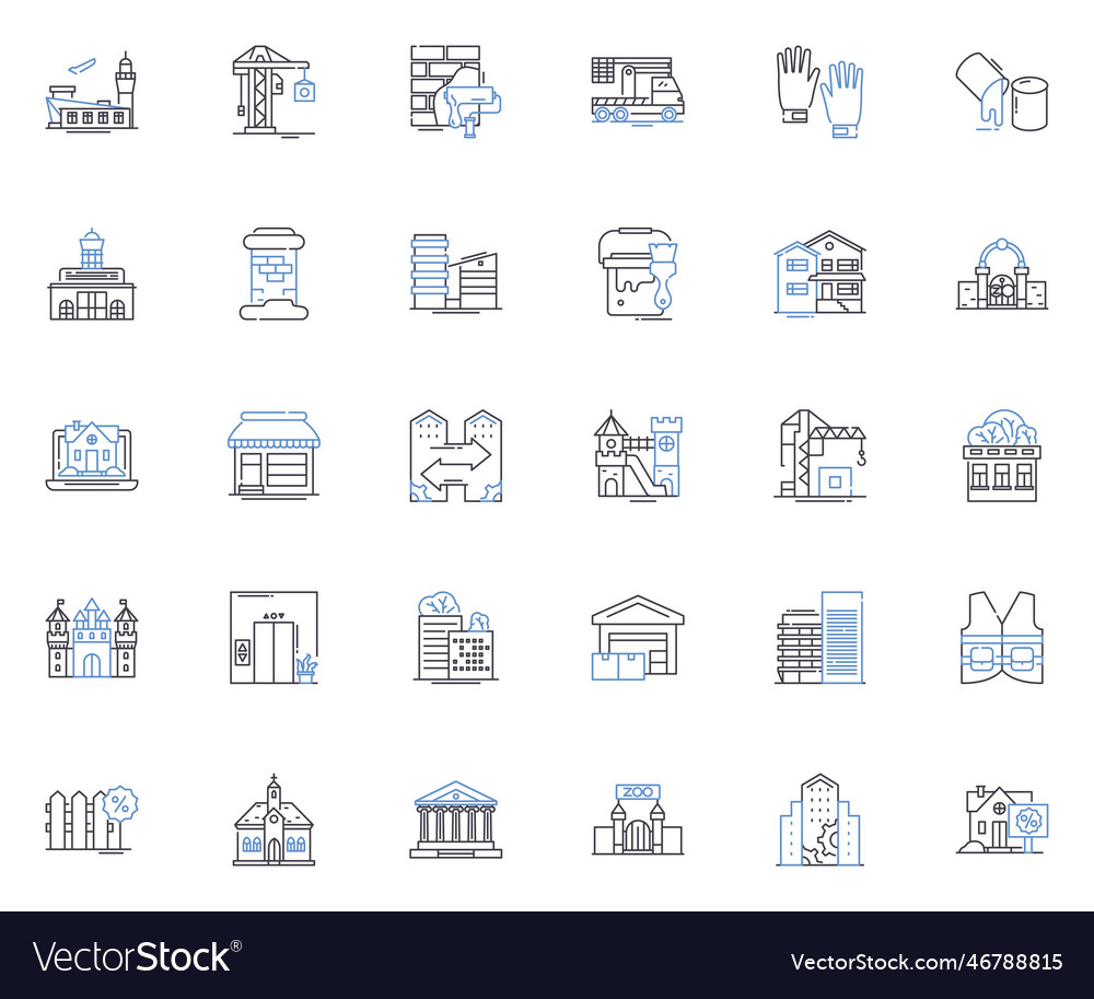 Fabrication design line icons collection Vector Image