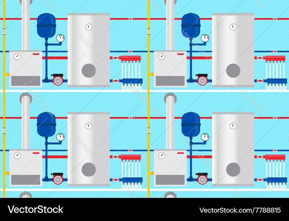 Gas boiler in the cottage pattern Royalty Free Vector Image