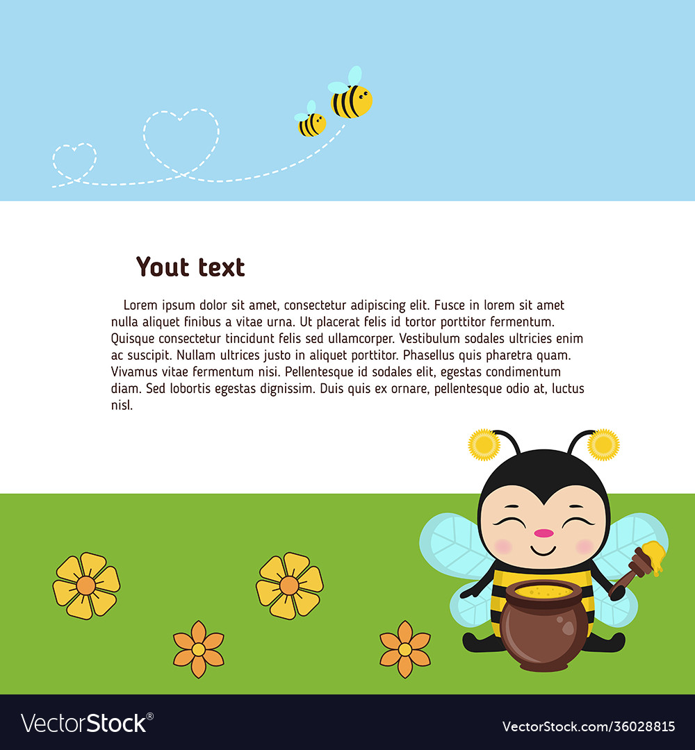 Greeting card with cute bee Royalty Free Vector Image