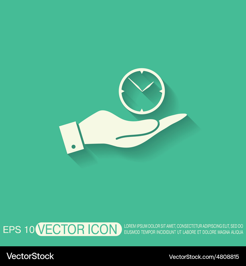 Hand holding a clock icon watch symbol time Vector Image