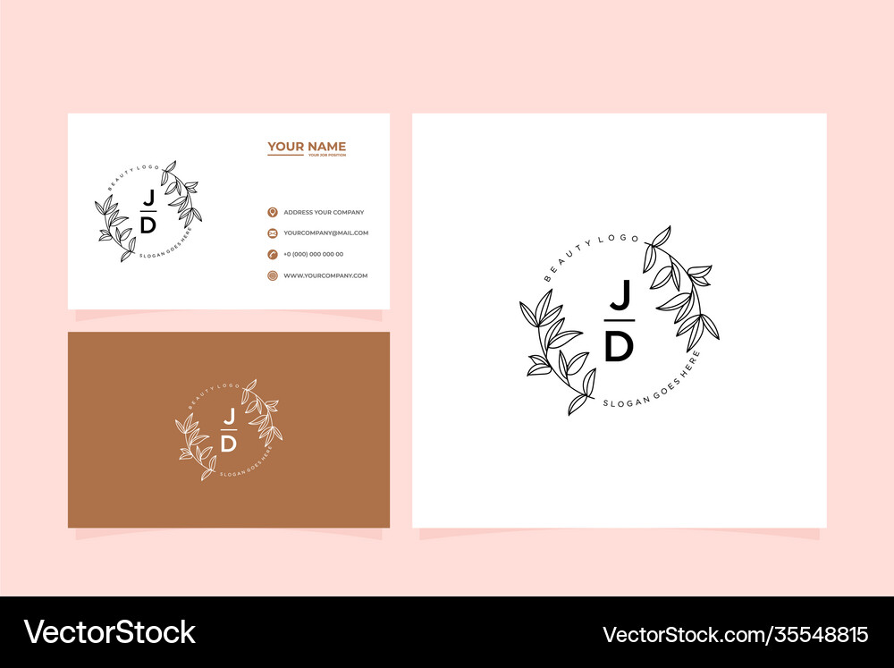 Initial jd letters beautiful floral feminine Vector Image
