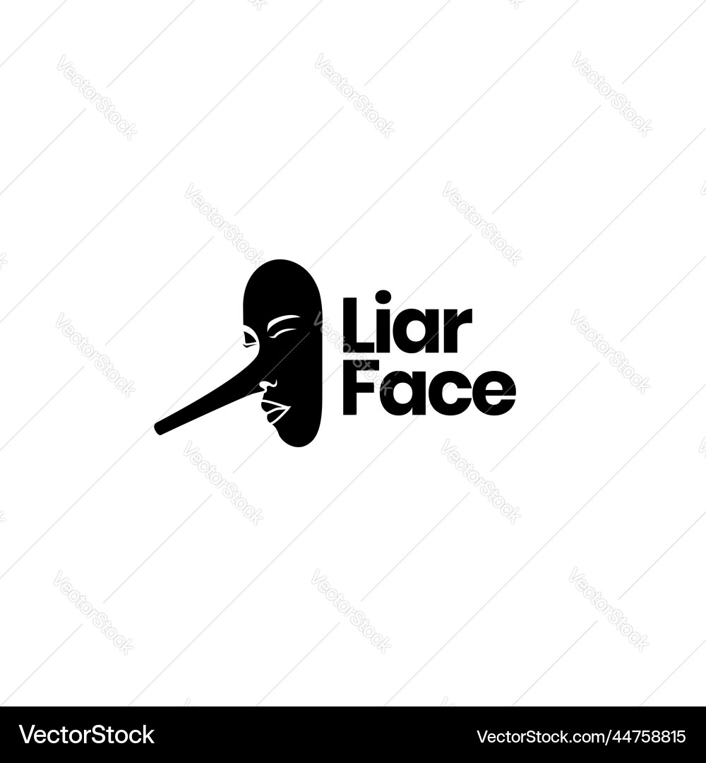 Mask liar face long nose logo design Royalty Free Vector