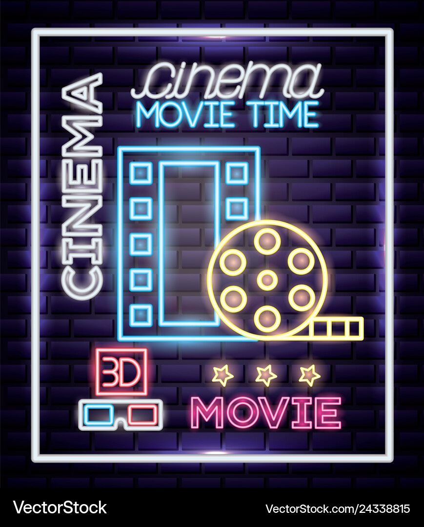 Movie time neon Royalty Free Vector Image - VectorStock
