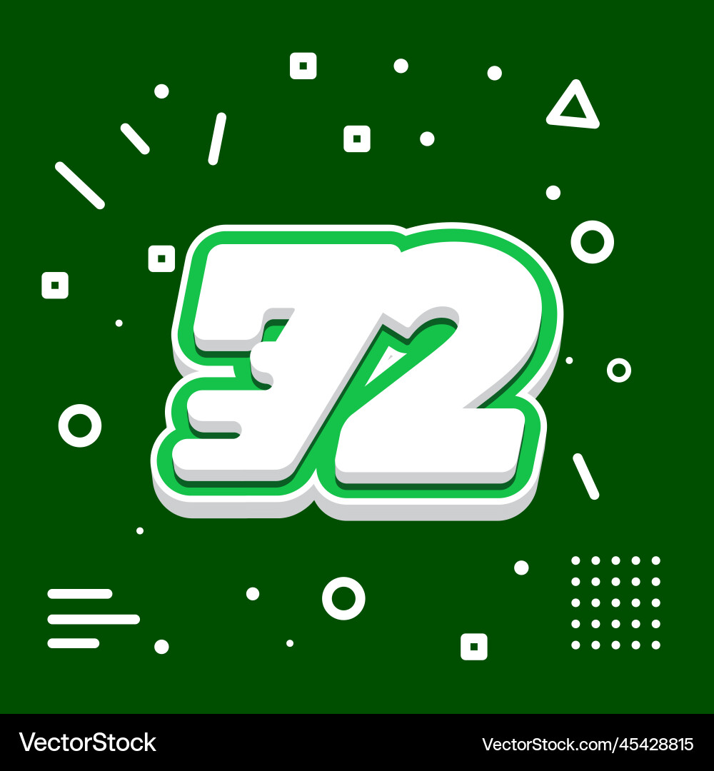 Number 72 3d speed modern icon Royalty Free Vector Image