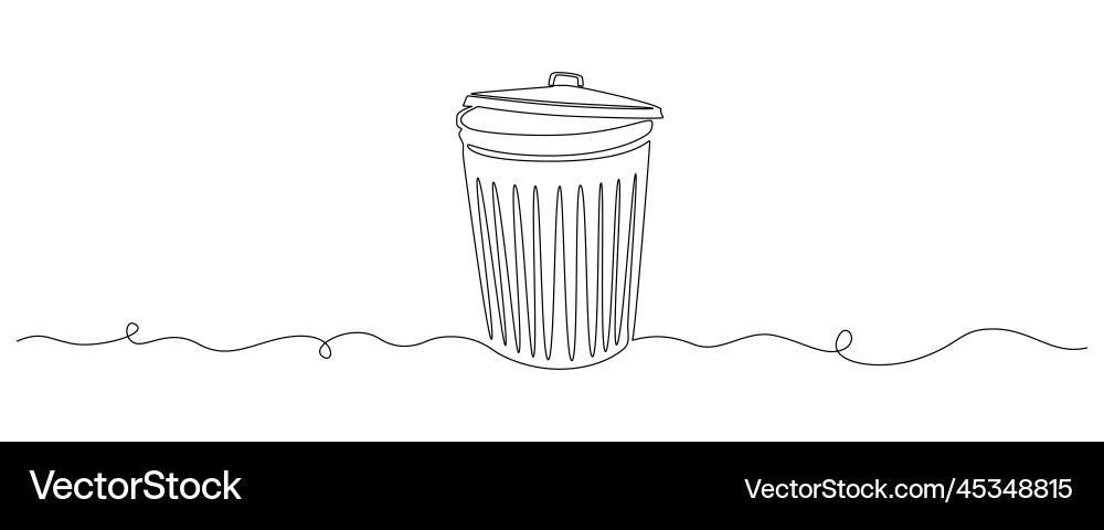 One continuous line drawing of metallic garbage Vector Image