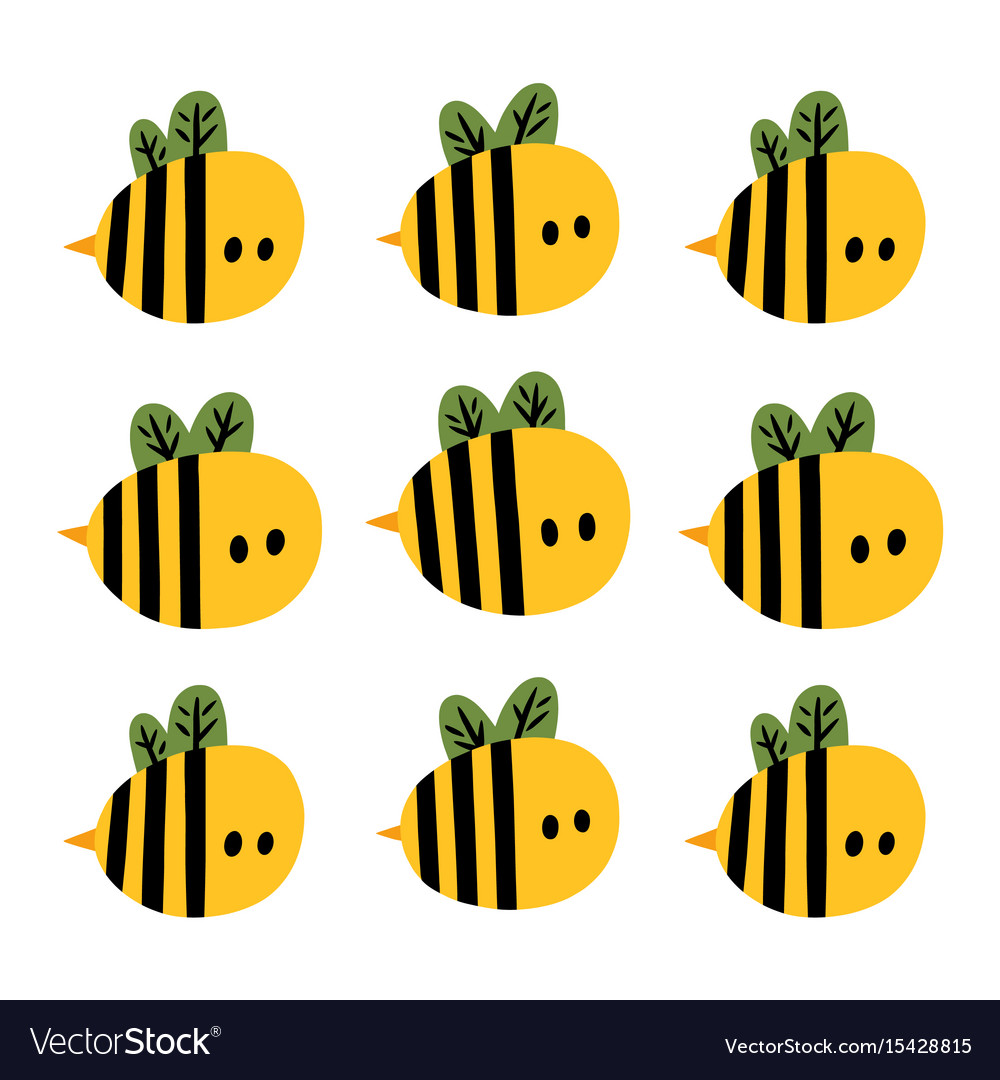 Print With Cute Cartoon Yellow Bees Royalty Free Vector