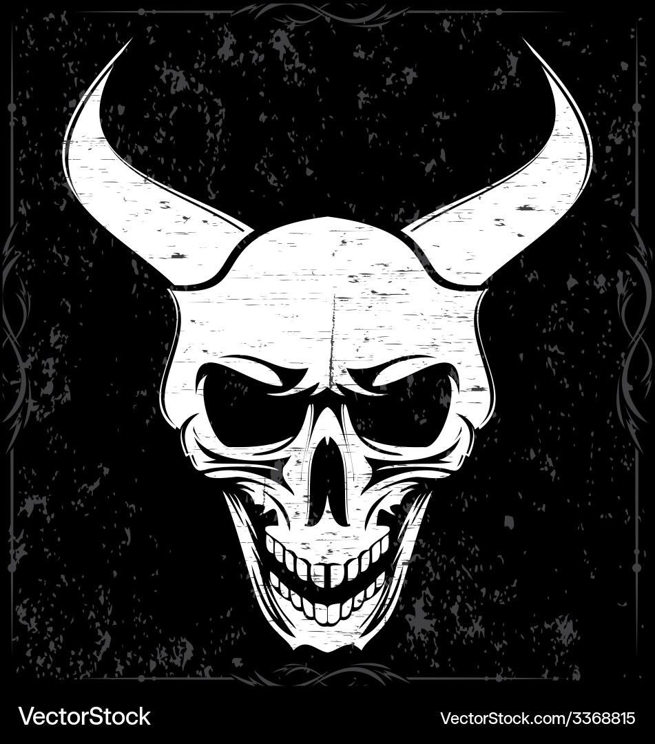 White grunge demon skulls Royalty Free Vector Image
