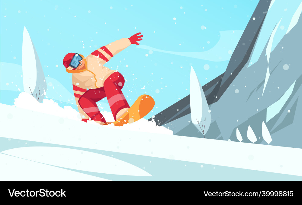 Winter ski resort cartoon composition Royalty Free Vector