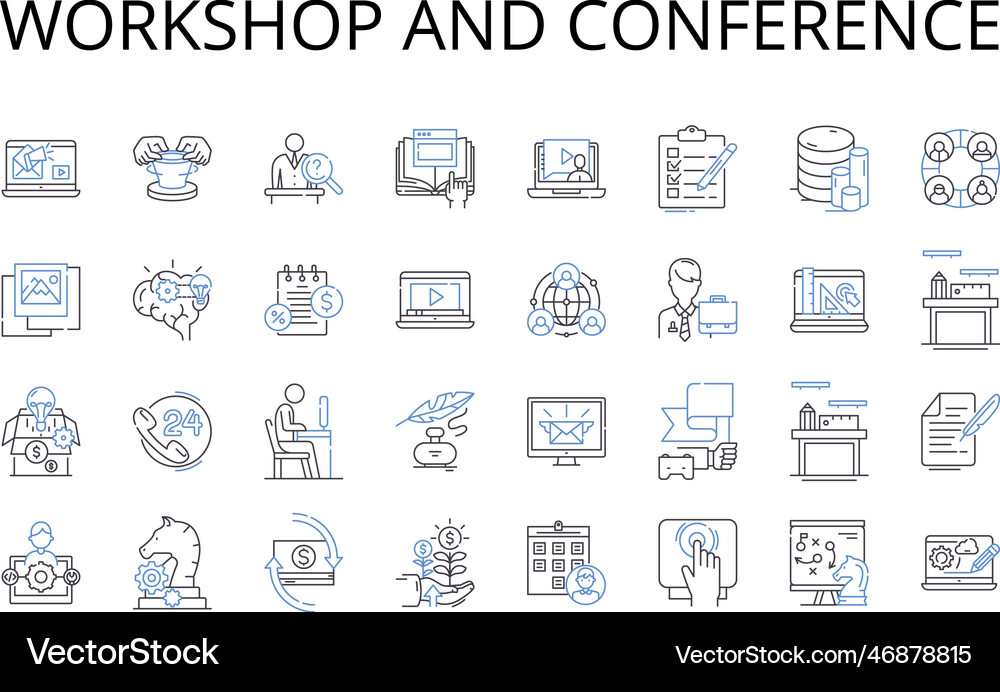 Workshop and conference line icons collection Vector Image