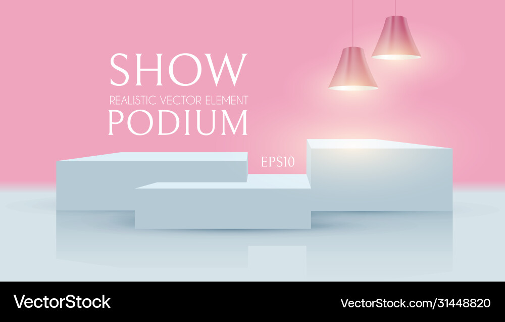 3d podium with shining lamps realistic minimal Vector Image