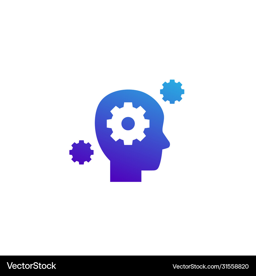 Ability icon head and gears Royalty Free Vector Image