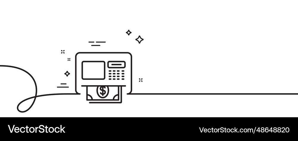 Atm line icon money withdraw sign continuous Vector Image