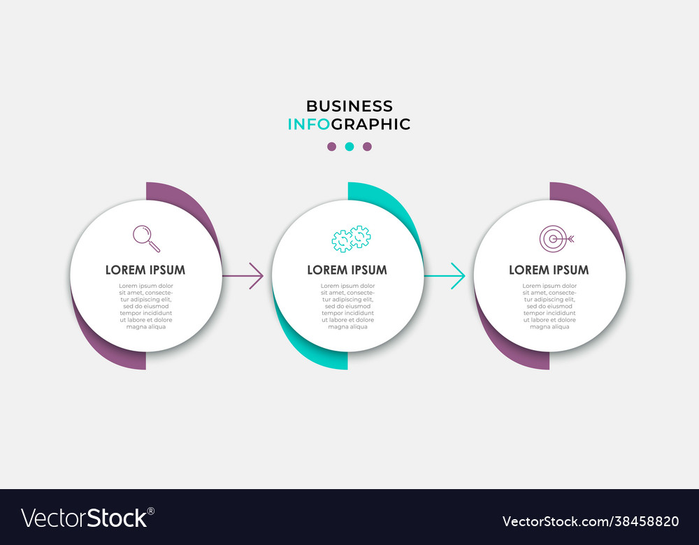 Business infographics presentation with 3 steps Vector Image