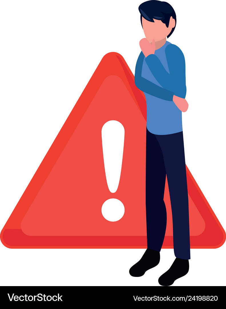Business man and caution sign Royalty Free Vector Image