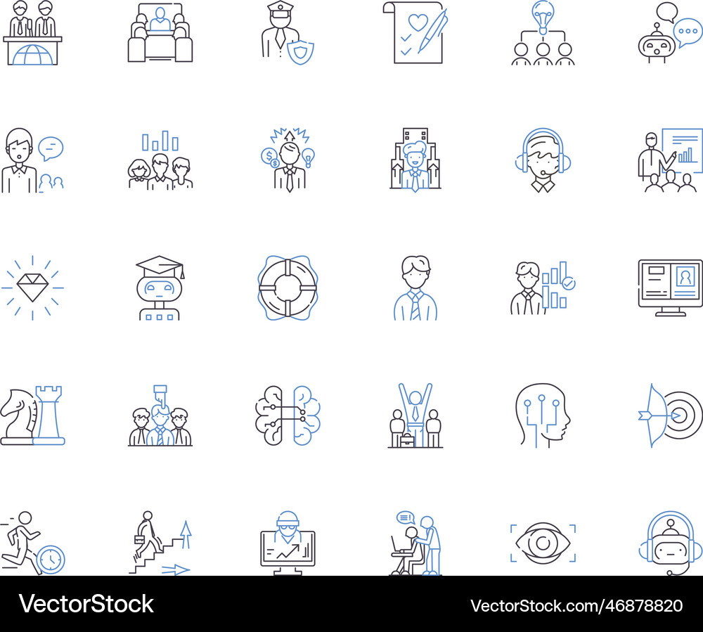 Coaching line icons collection mentorship Vector Image