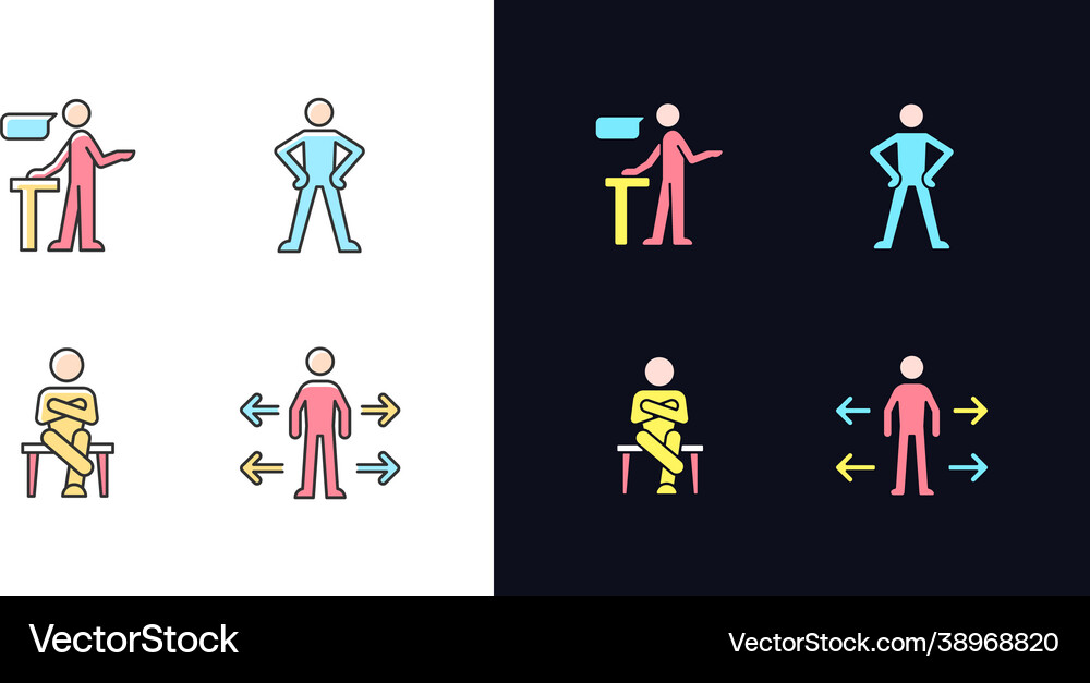 Communication skills light and dark theme rgb Vector Image