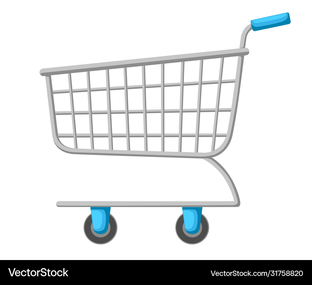 Empty shopping cart side view isolated on white Vector Image
