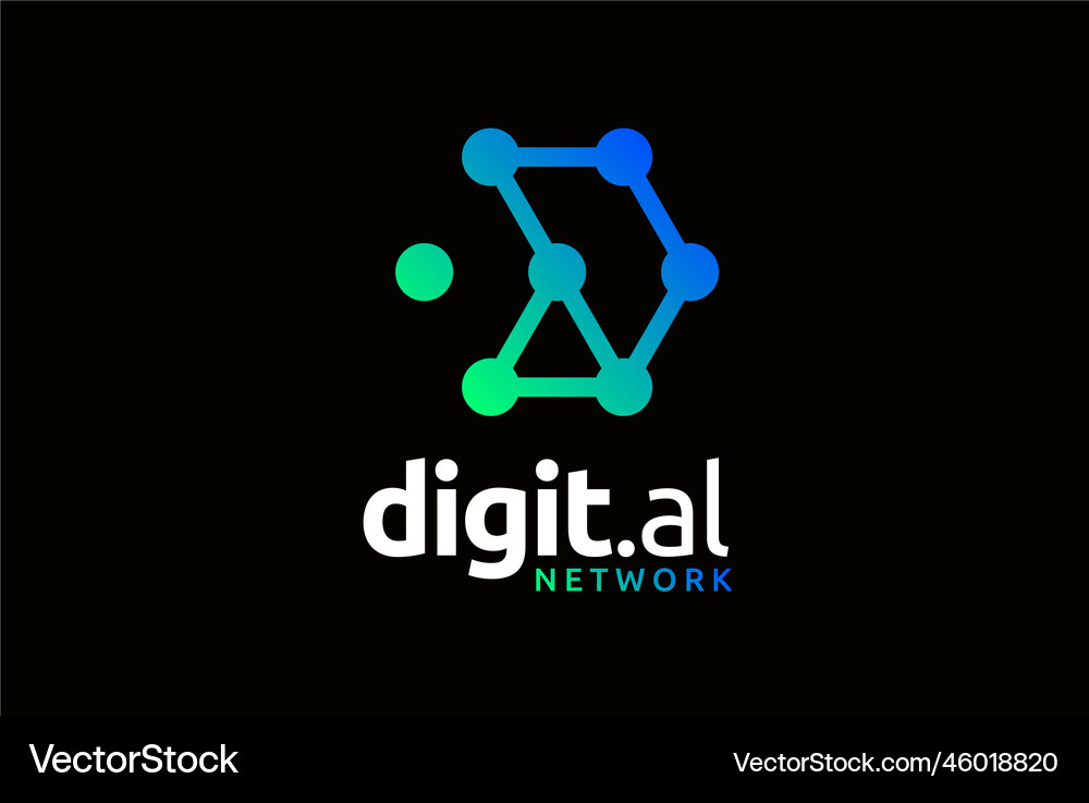 Letter d digital futuristic network hexagon logo Vector Image