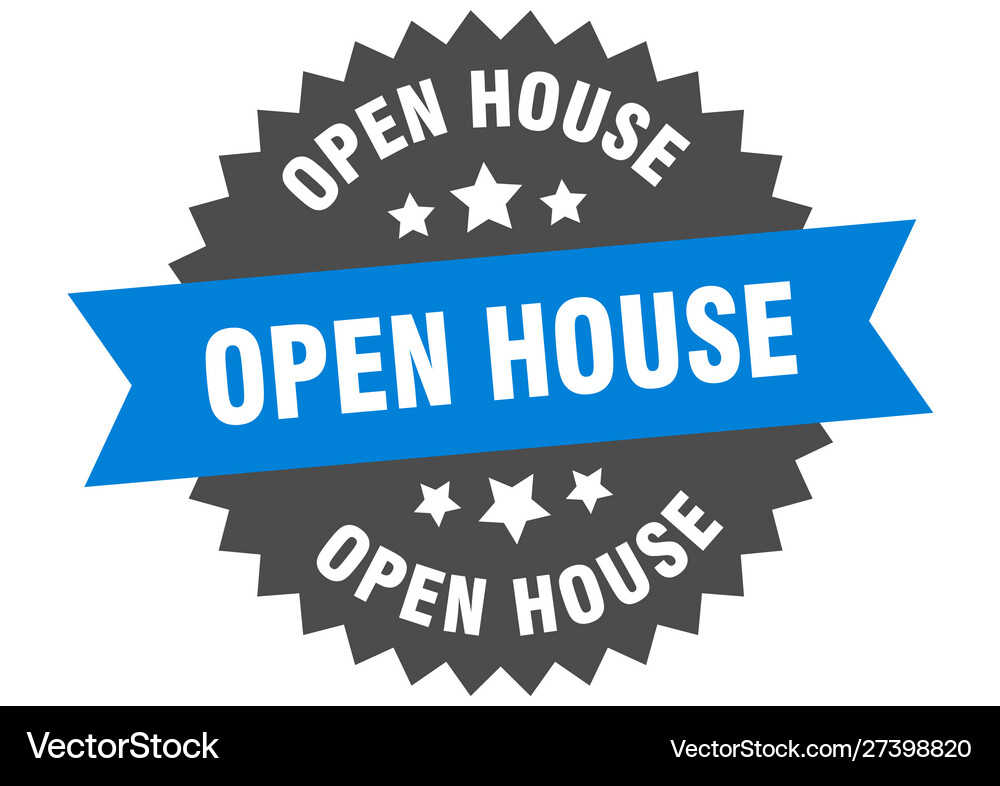 Open house sign blue-black circular Royalty Free Vector