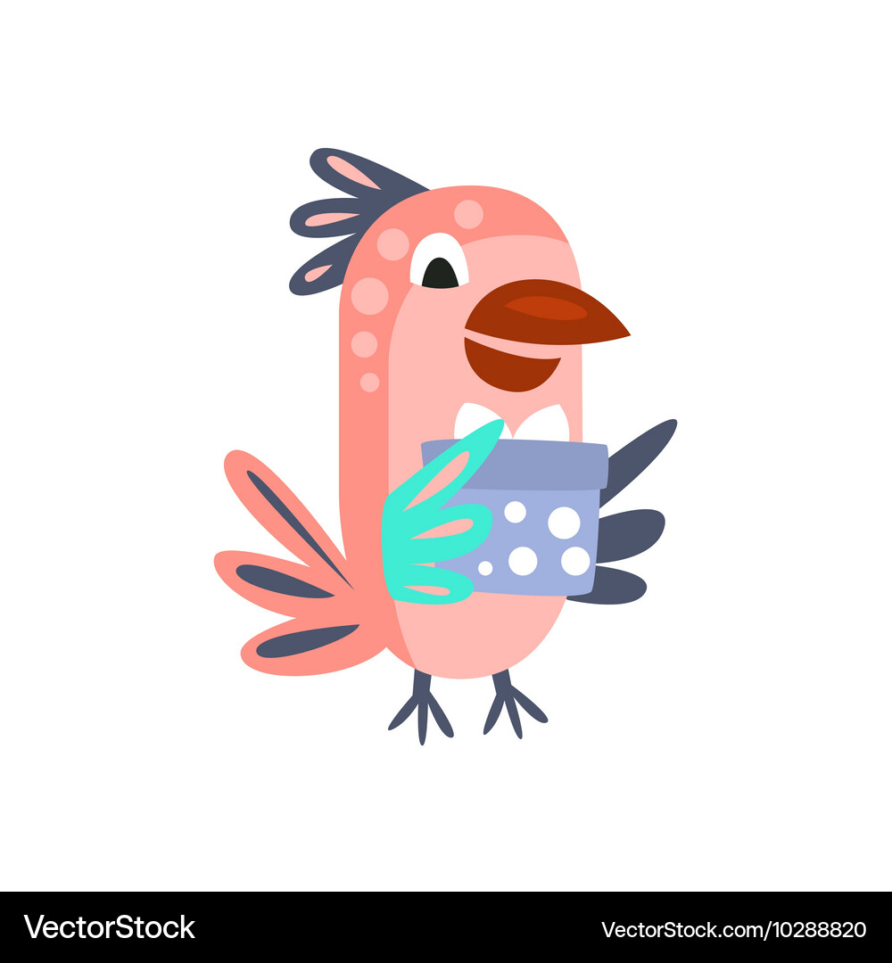 Parrot with party attributes girly stylized funky Vector Image