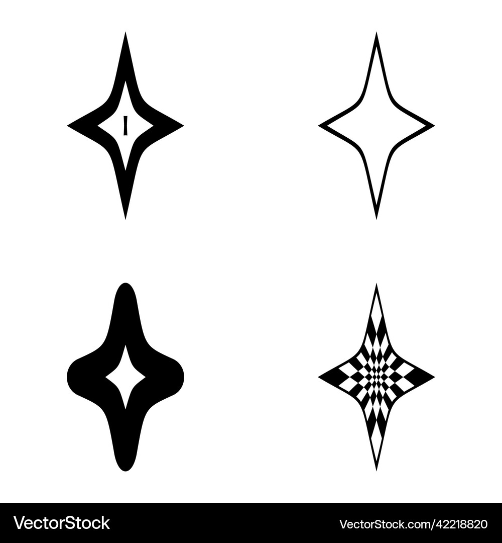 Rhombic star3 flat icon set isolated on white Vector Image