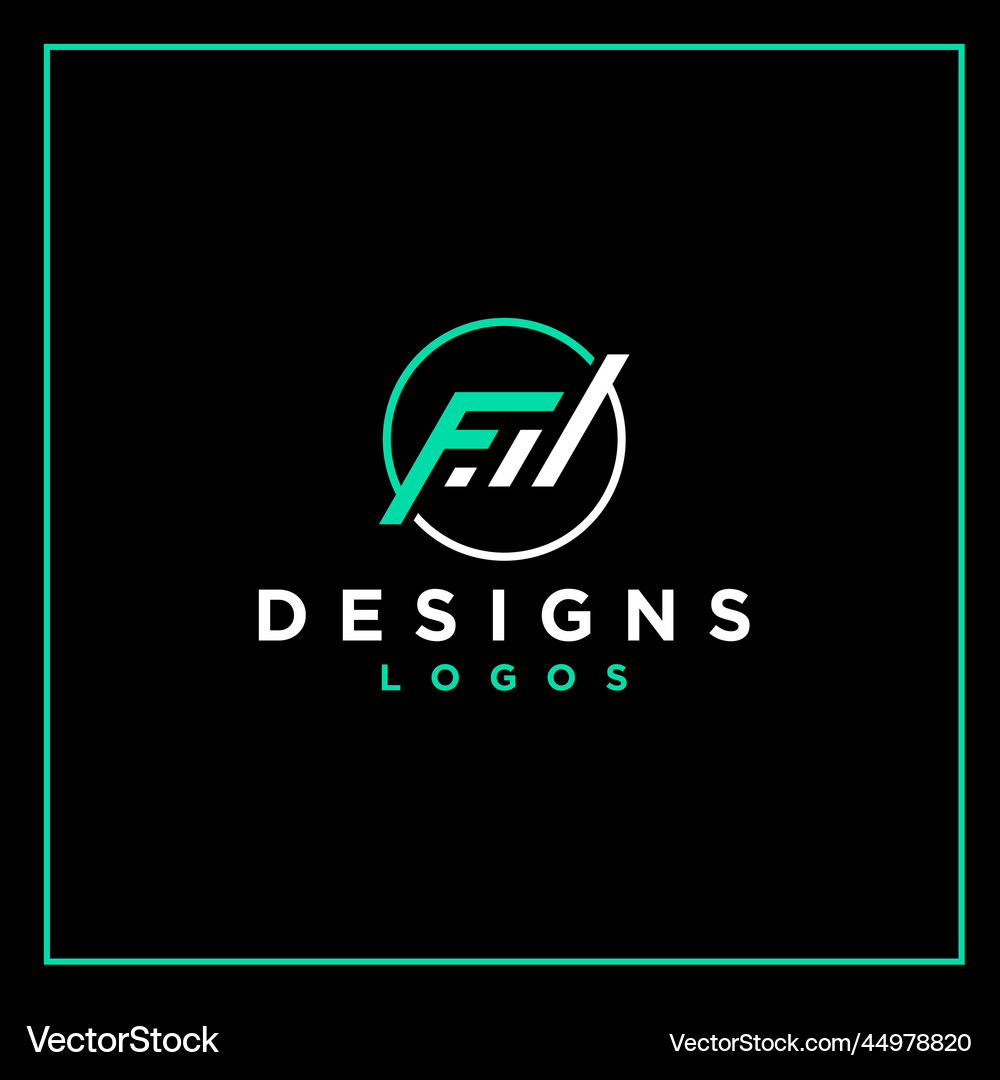 Round circle letter f shape geometry logo Vector Image