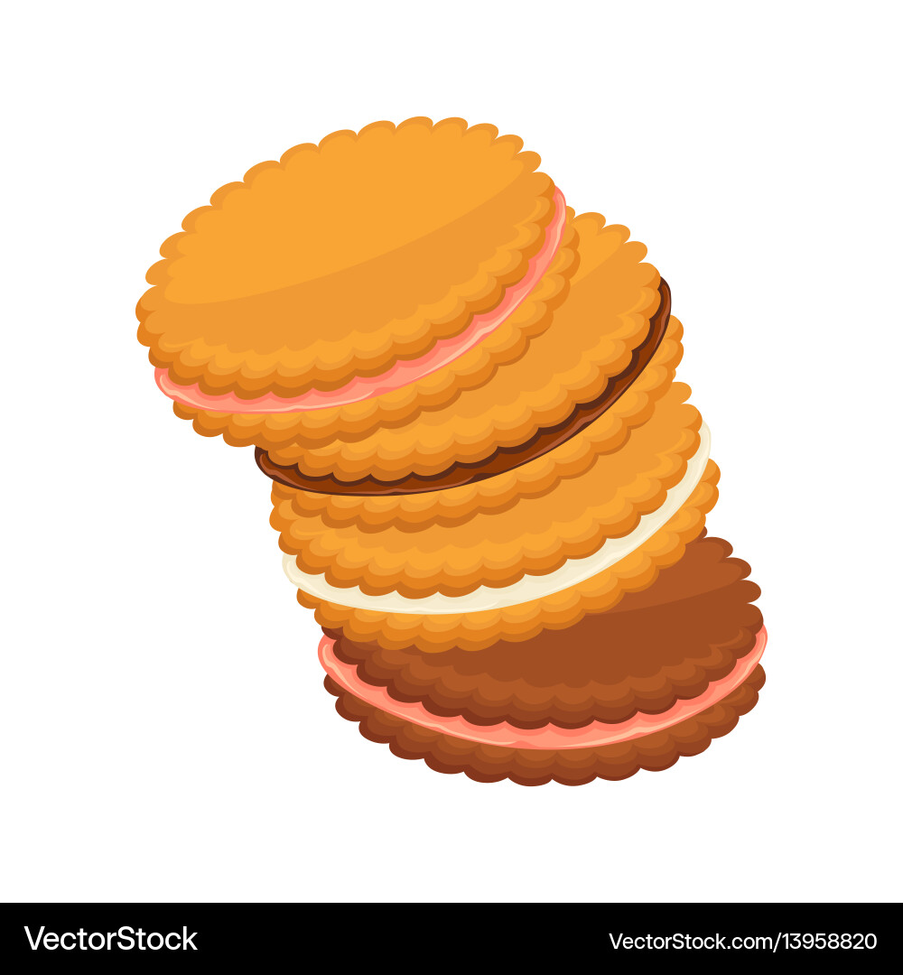 Sandwich biscuits filled with cocoa strawberry Vector Image
