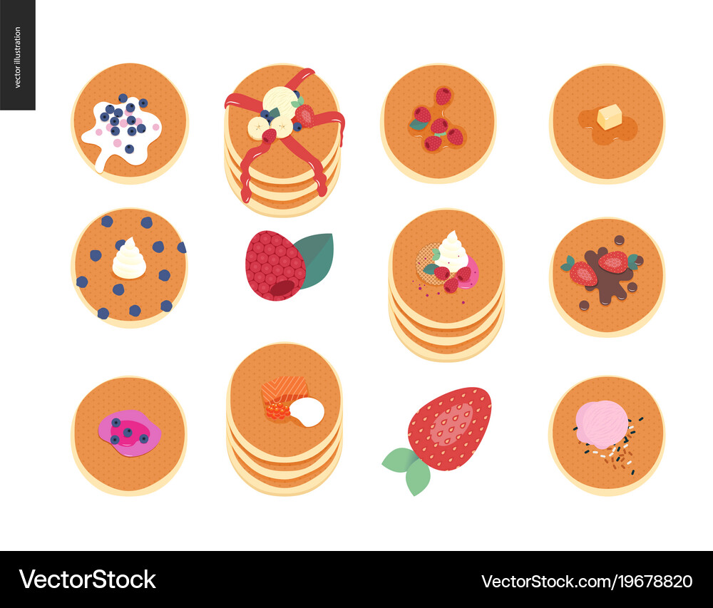Set of pancakes Royalty Free Vector Image - VectorStock