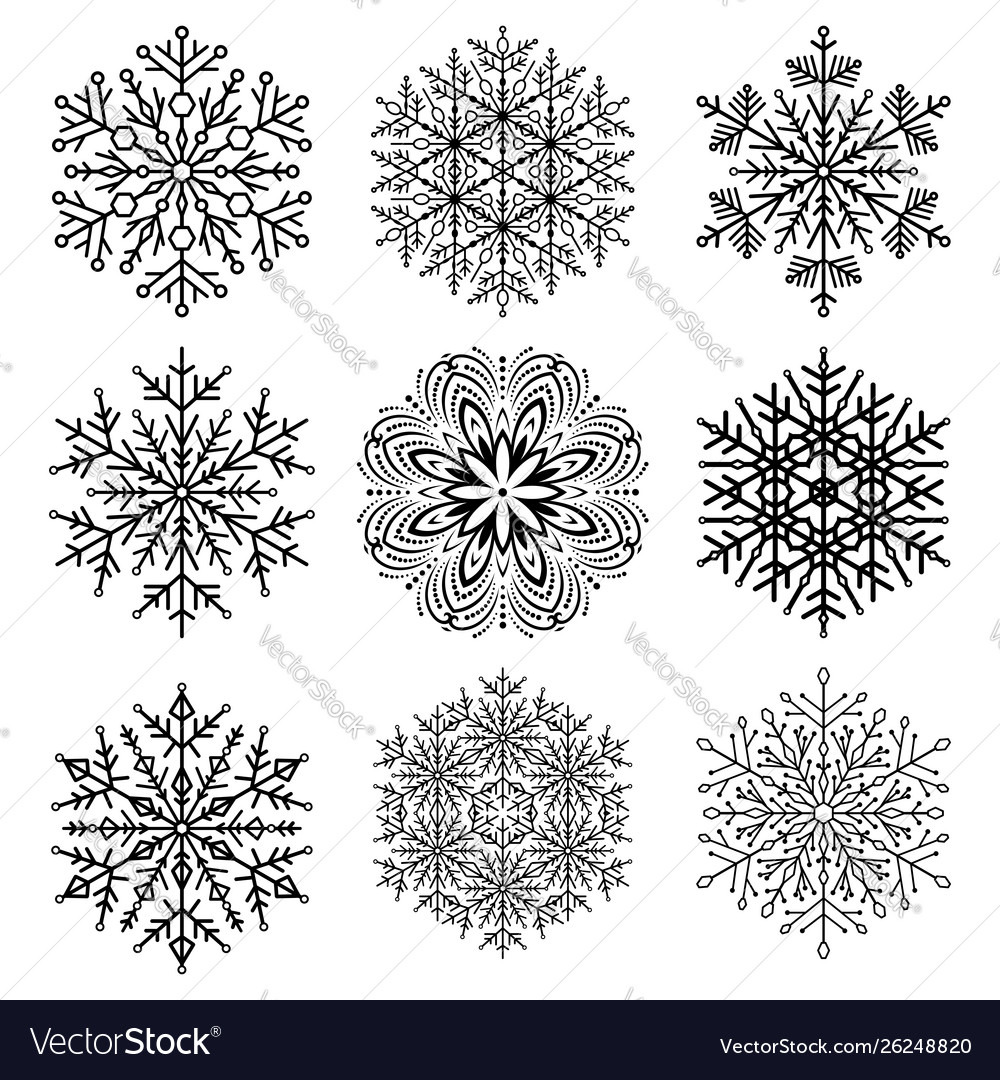 Set snowflakes Royalty Free Vector Image - VectorStock