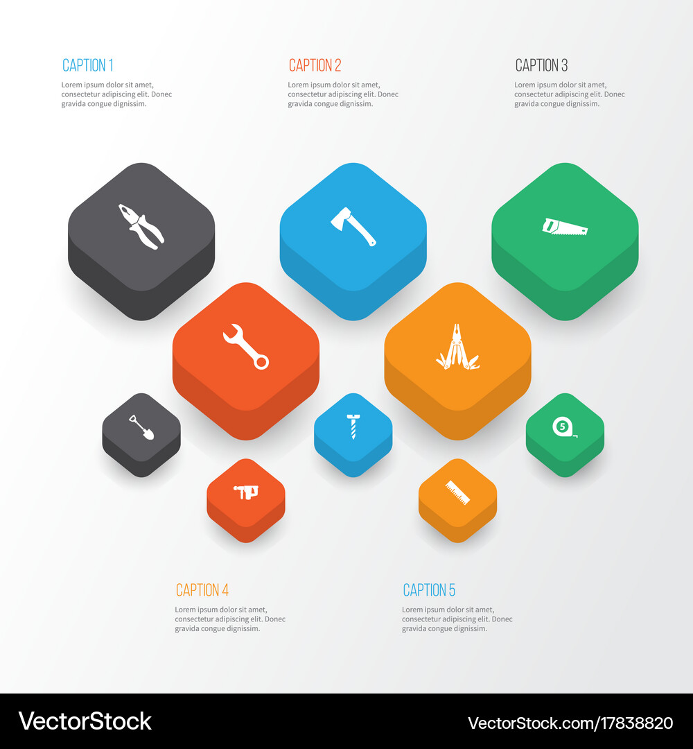 Tools icons set collection of handsaw Royalty Free Vector