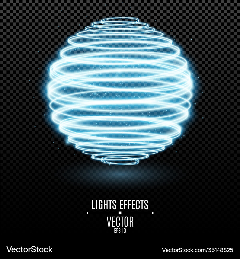 Abstract glowing 3d sphere from blue neon lines Vector Image
