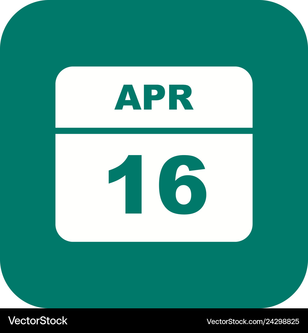 April 16th date on a single day calendar Vector Image