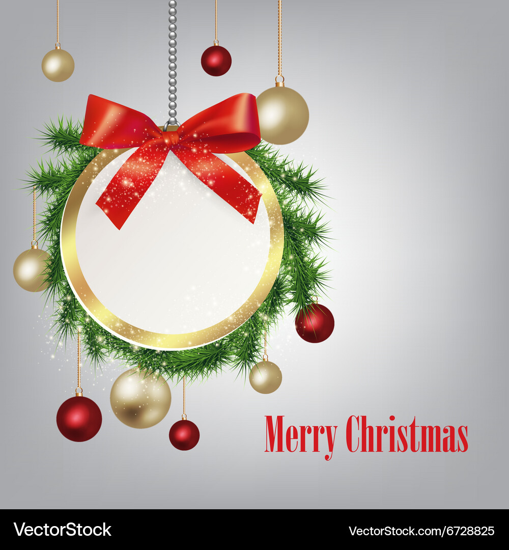 Christmas banner with frame from fir branches Vector Image