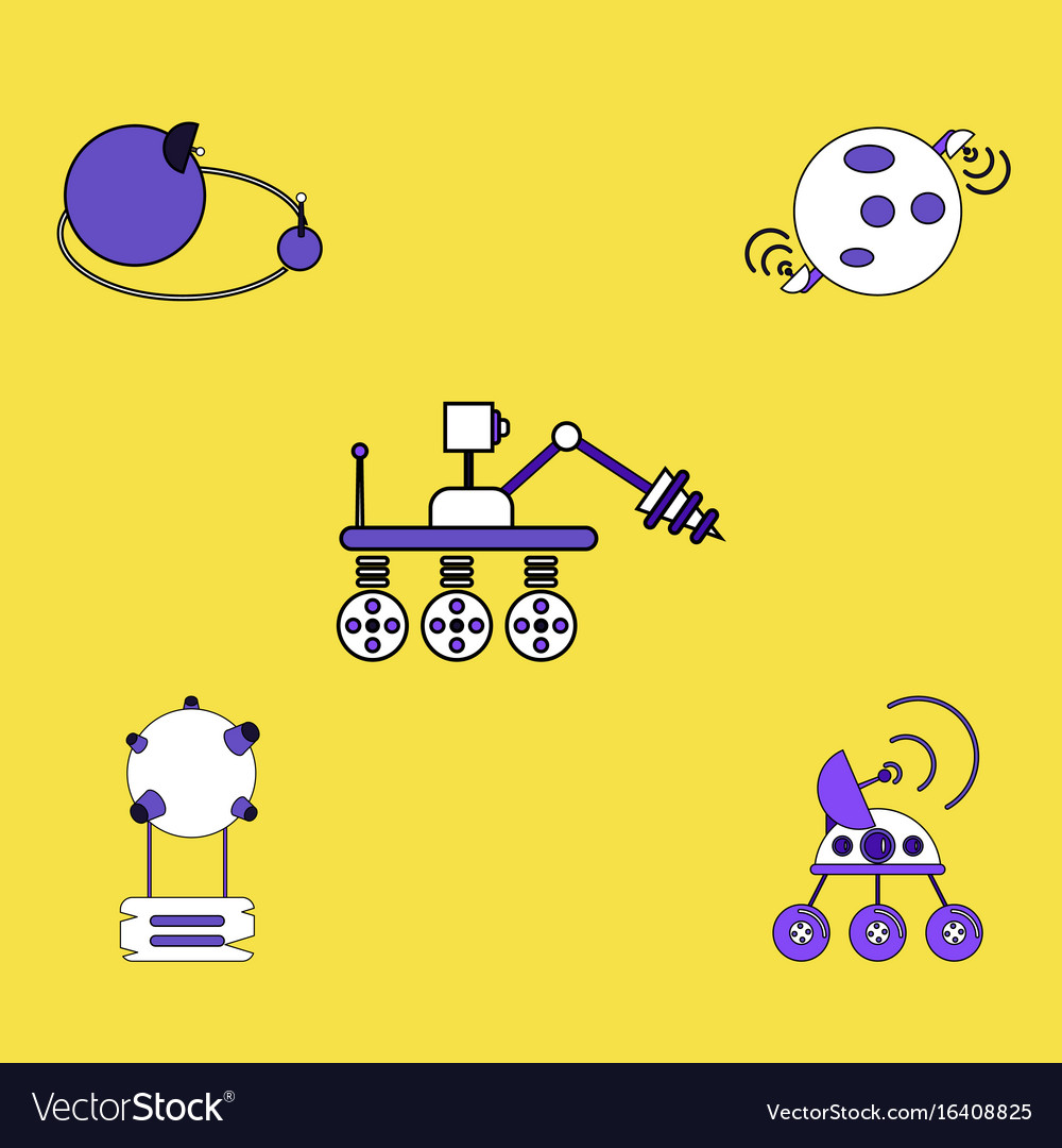 Collection of icons and space technology Vector Image