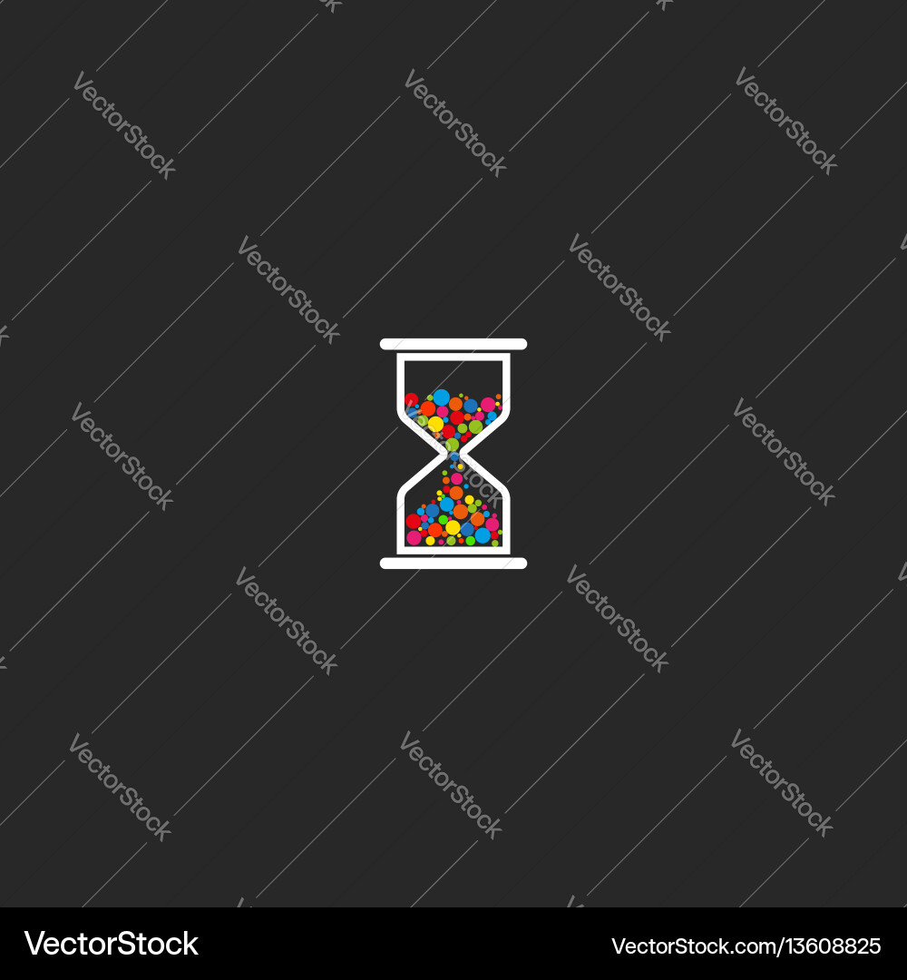 Hourglass logo time icon creative idea on black Vector Image