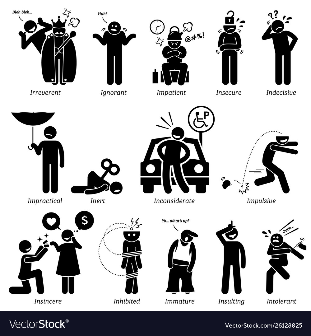 Negative Personalities Character Traits Stick Vector Image