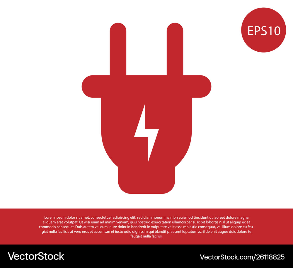 Red electric plug icon isolated on white Vector Image