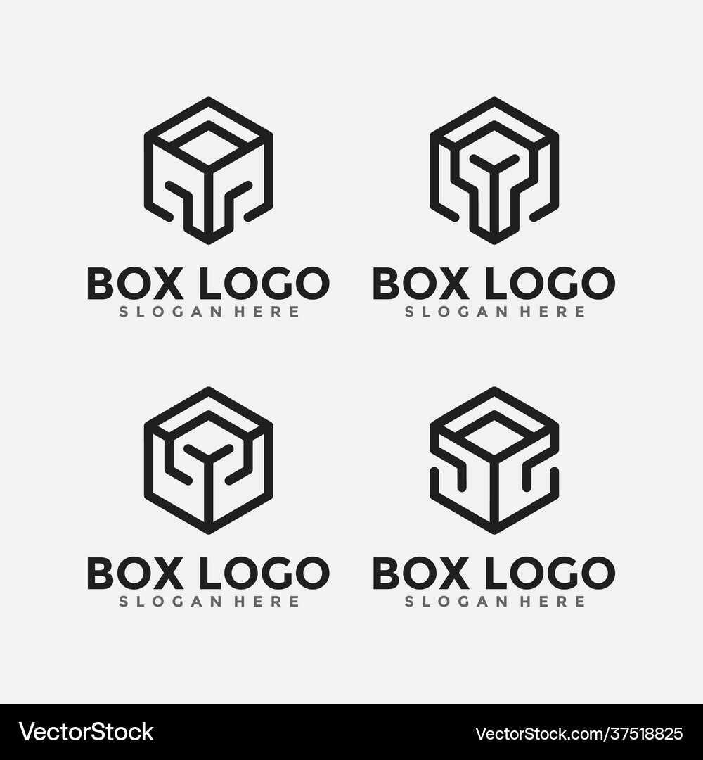 Set abstract business cube logo minimalist Vector Image