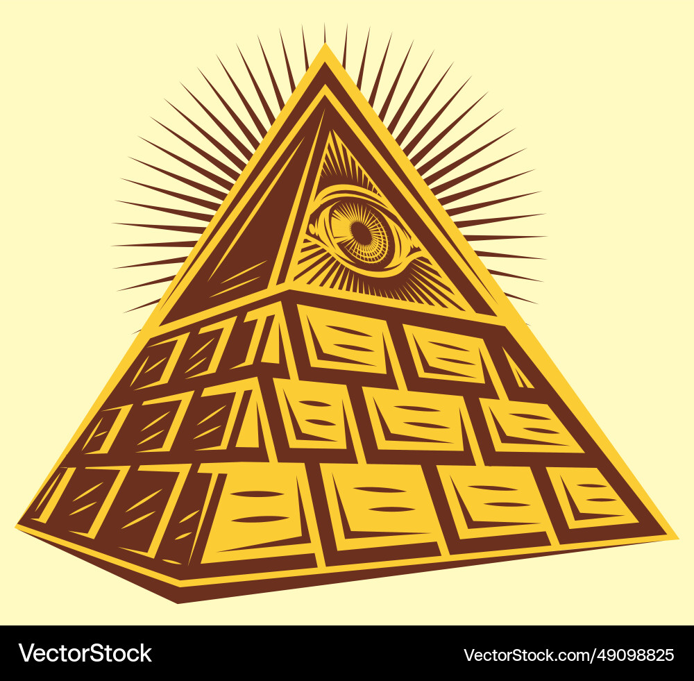 Stylized masonic pyramid with an eye on a pale Vector Image