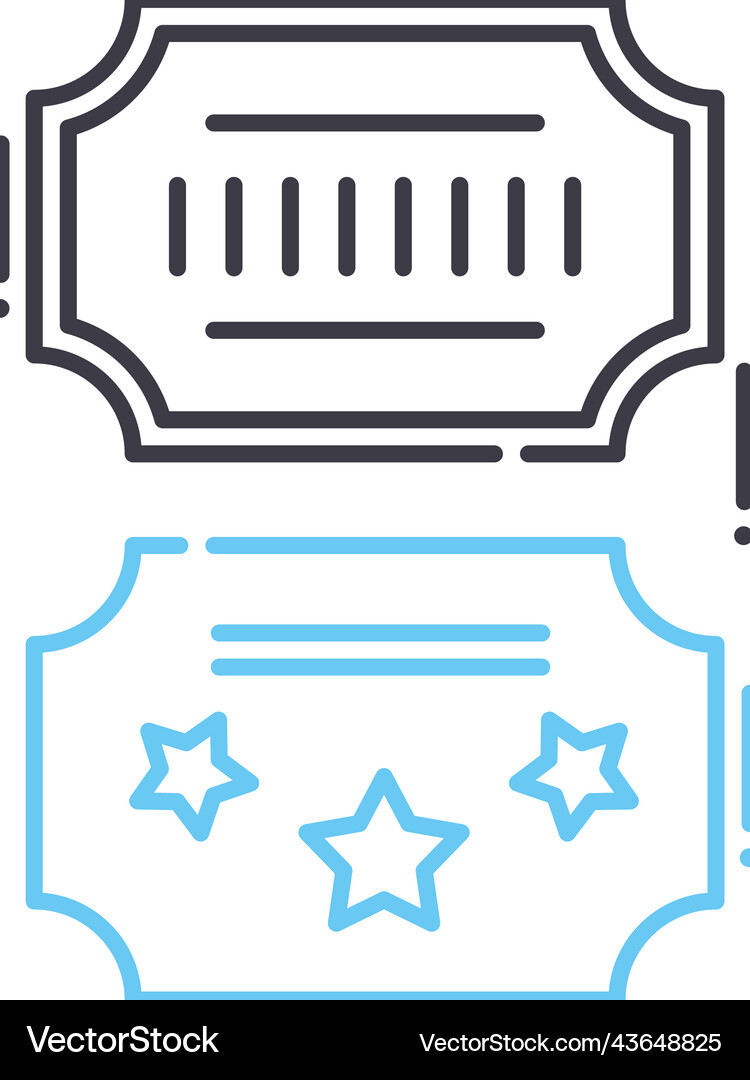Ticket line icon outline symbol Royalty Free Vector Image