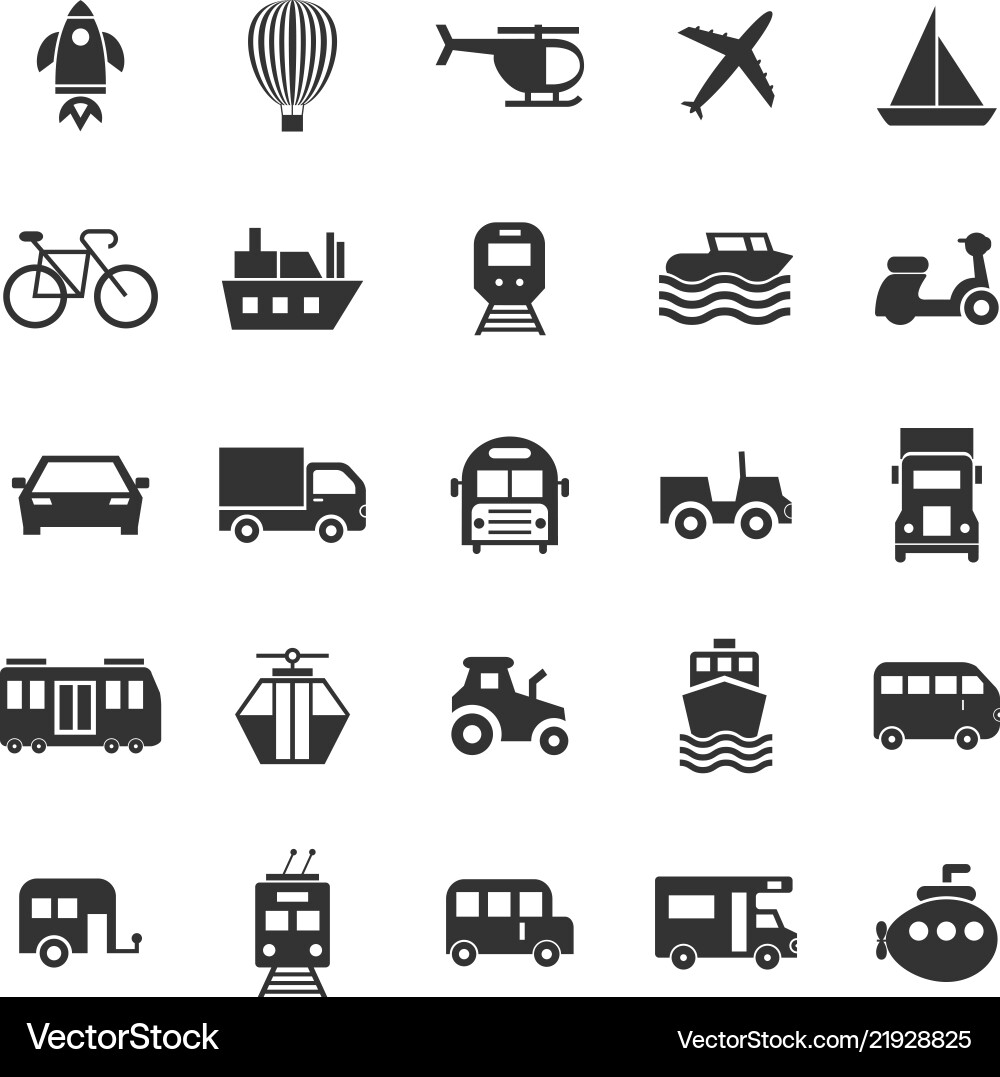 Vehicle icons on white background Royalty Free Vector Image