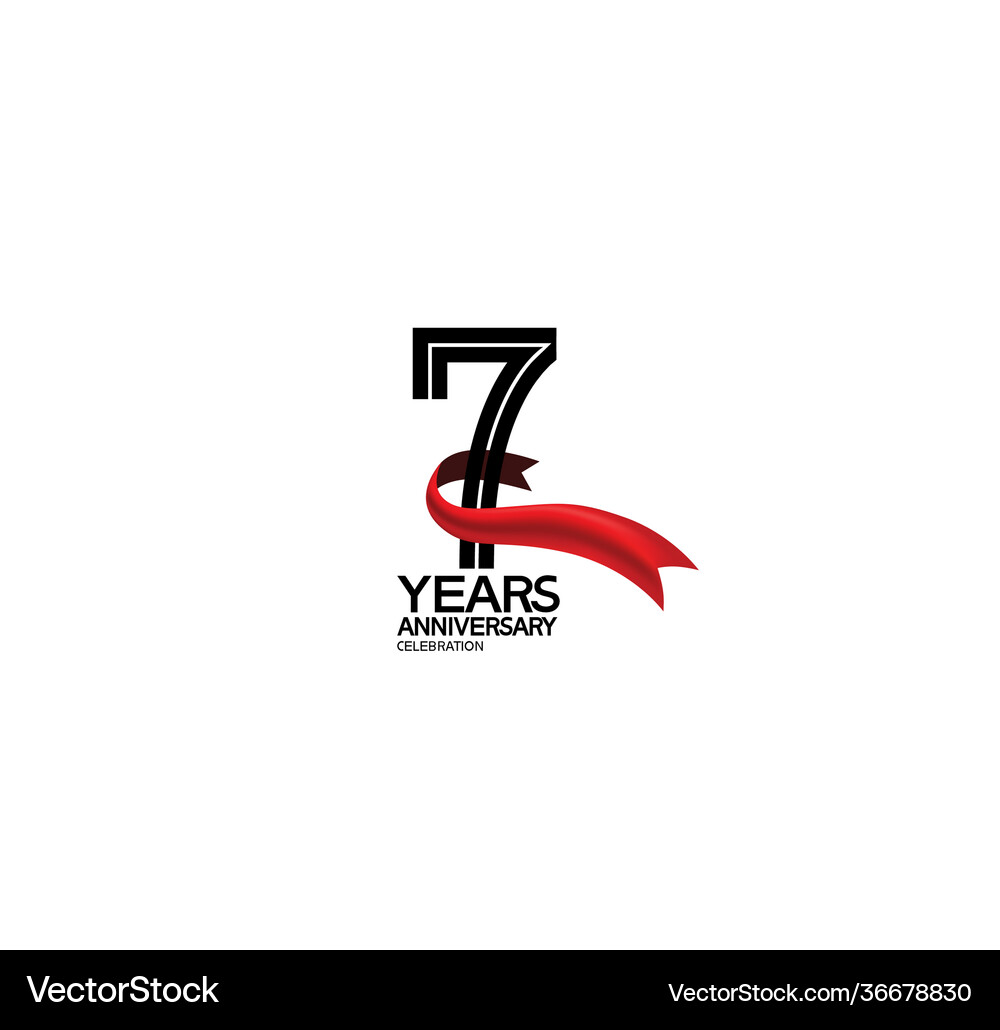 7 years anniversary logotype flat black color Vector Image