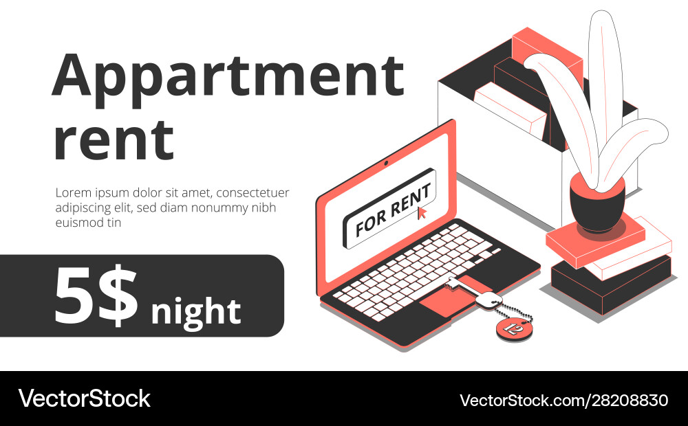 Apartment rent isometric banner Royalty Free Vector Image