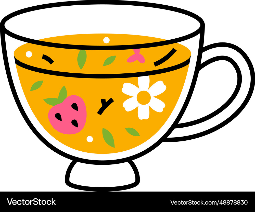 Aromatic tea brewing with glass cup hot drink Vector Image