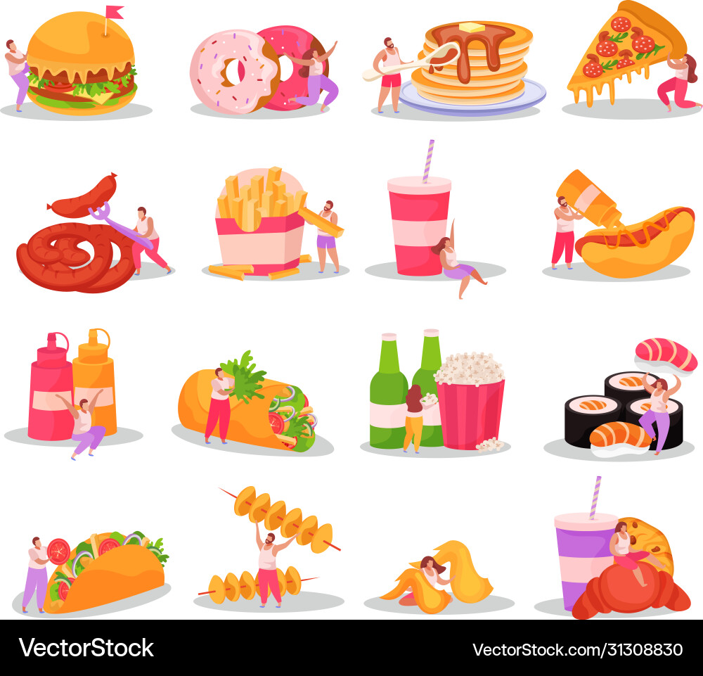Fast food icons set Royalty Free Vector Image - VectorStock