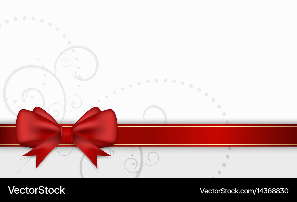 Gift card with red ribbon and bow Royalty Free Vector Image