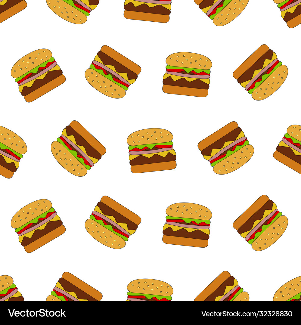 Hamburger fast food seamless pattern Royalty Free Vector