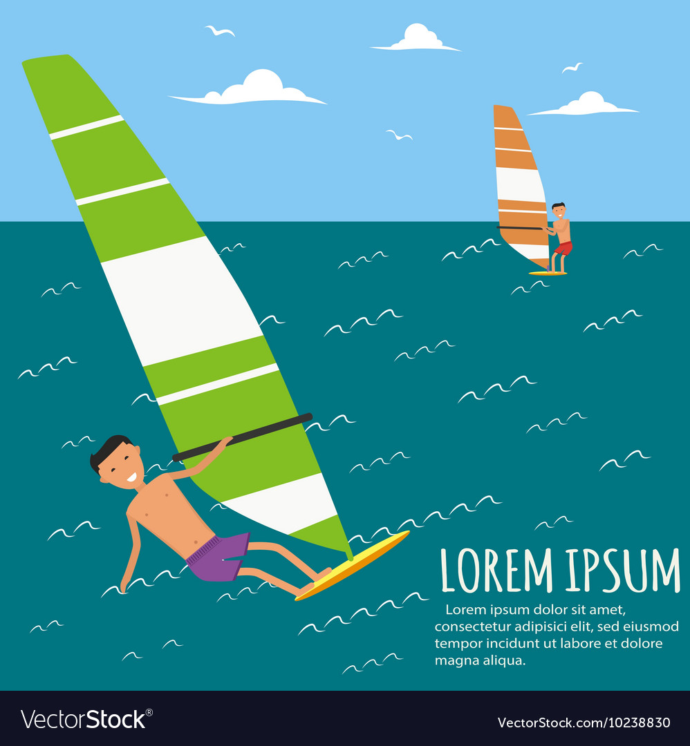 Male surfer riding on waves in the sea Royalty Free Vector