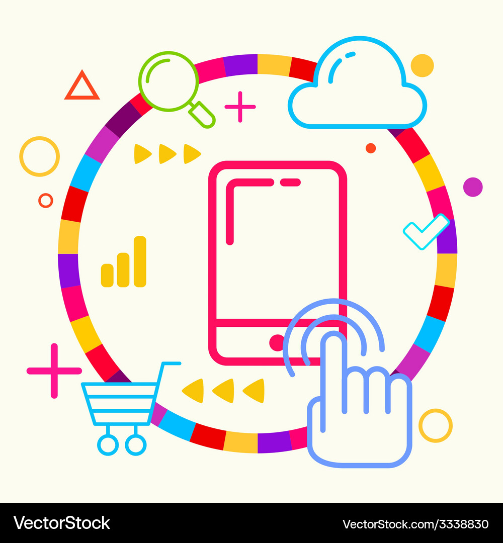 Mobile phone on abstract colorful geometric light Vector Image